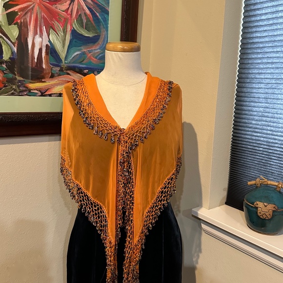 Handmade Unknown | Accessories | Orange Scarf Shawl Triangular Chiffon ...
